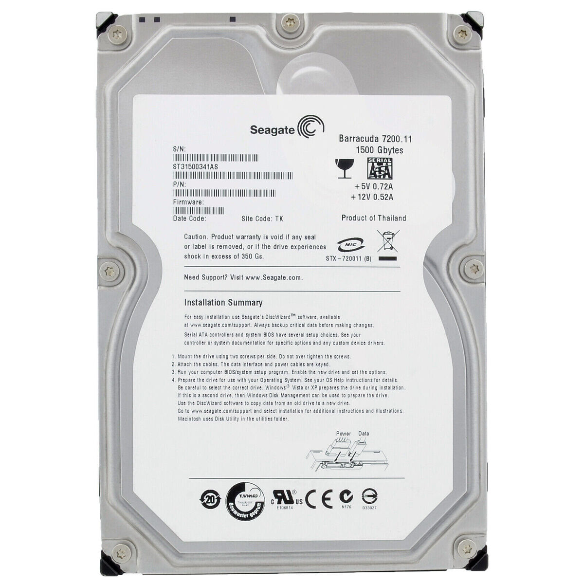 Seagate ST31500341AS SATA 3.5" 1.5TB Hard Drive | Stock Must Go