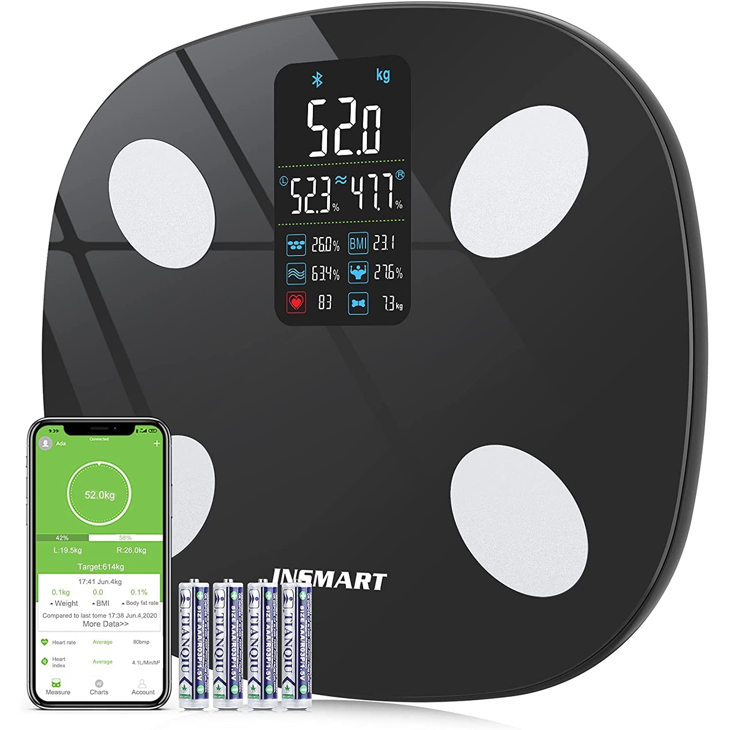 Insmart Updated Weighing Scales for Bathroom, Bluetooth Digital Smart